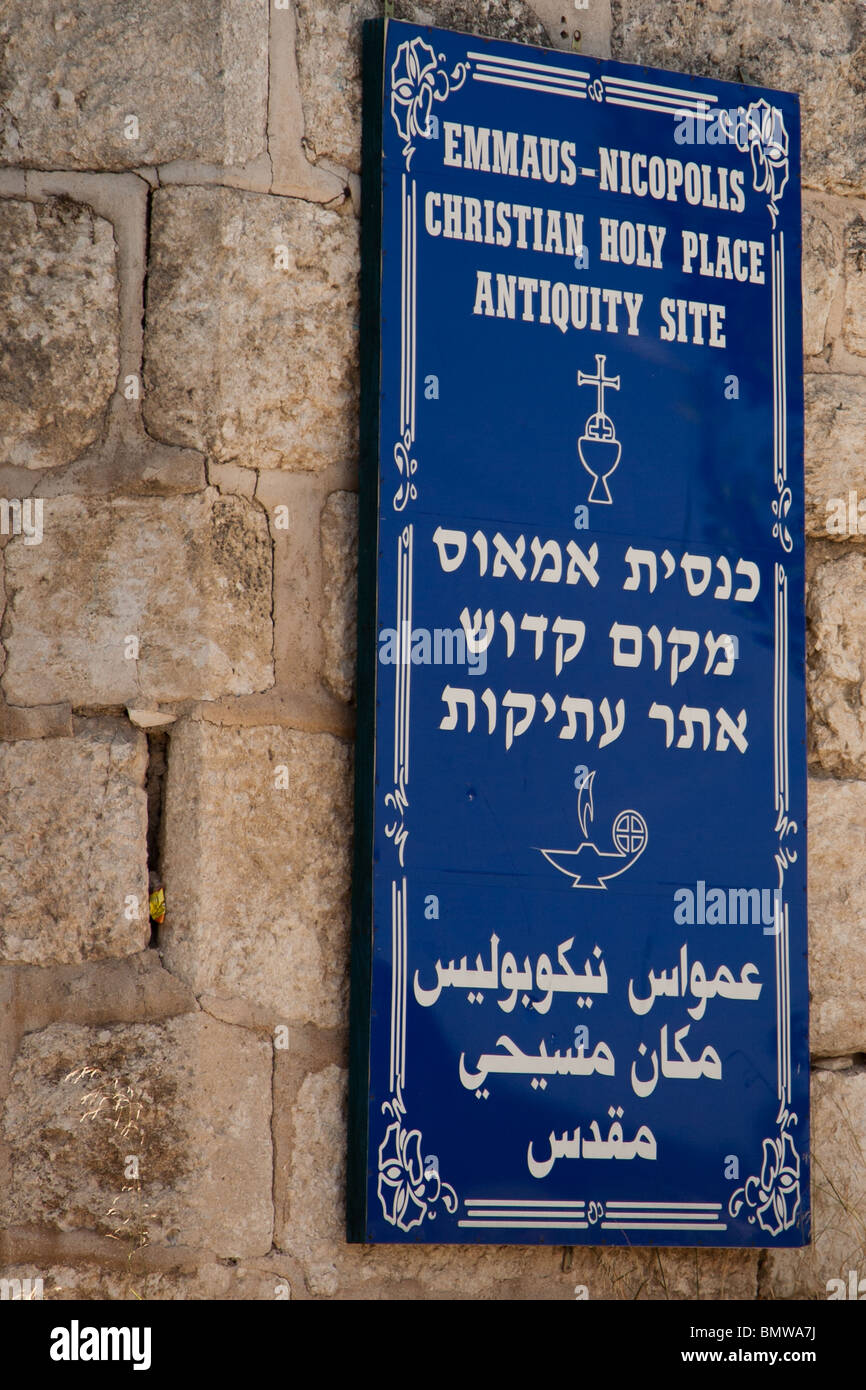 Emmaus Nicopolis Sign in Israel Stock Photo - Alamy