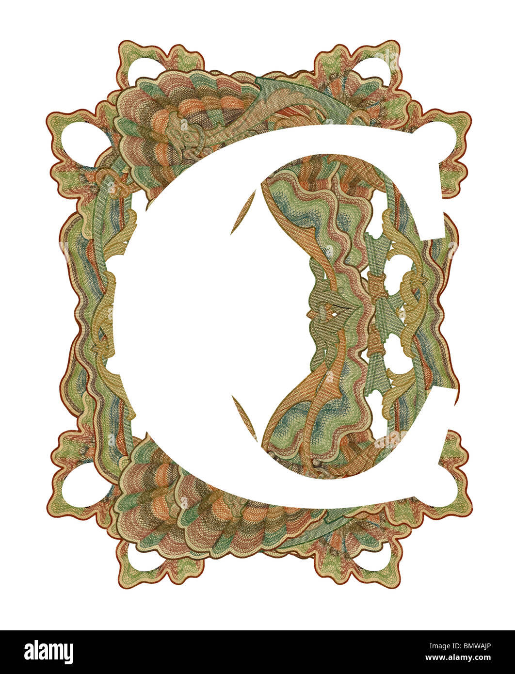 Luxuriously illustrated old capital letter C Stock Photo - Alamy