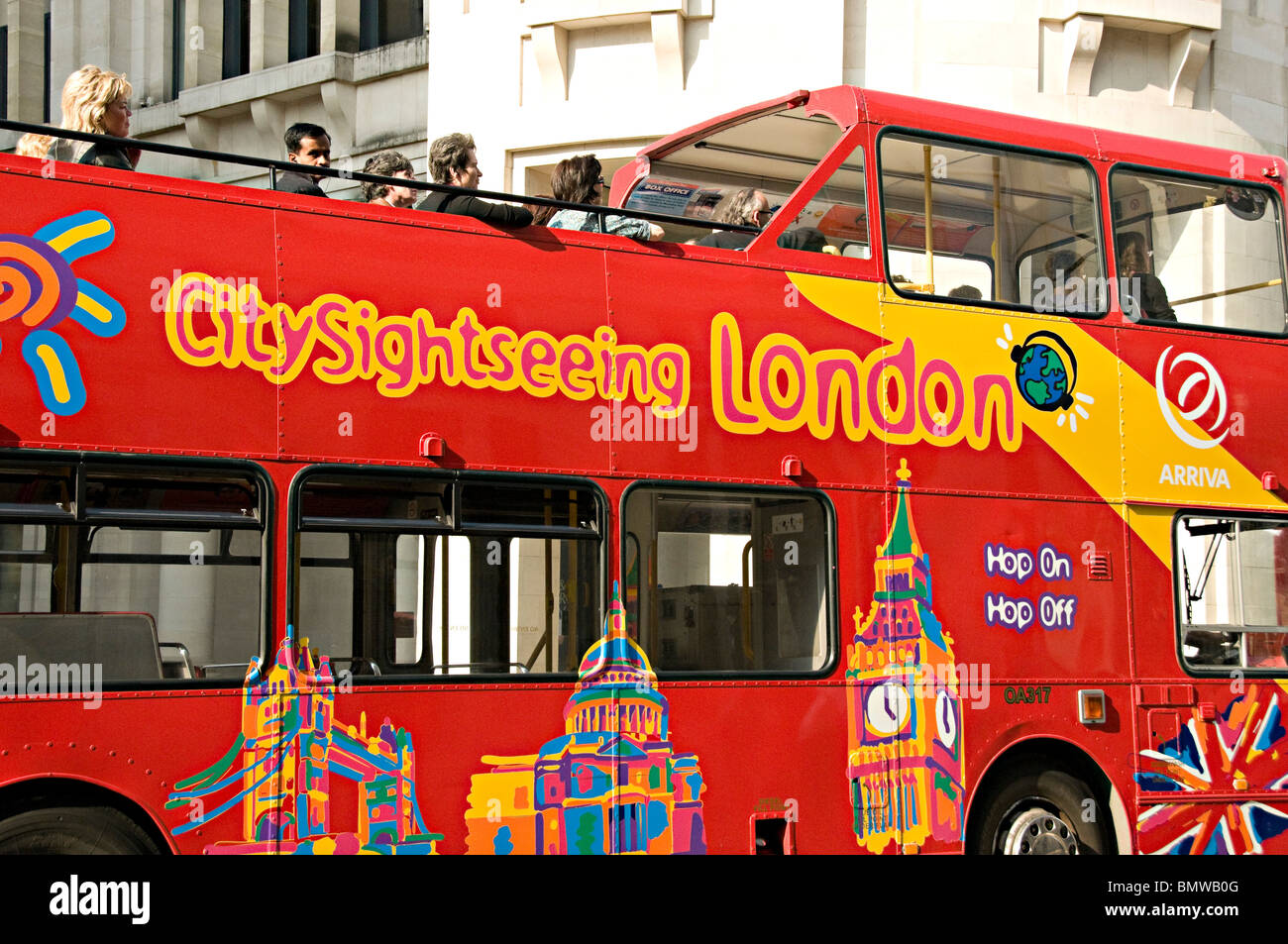 Open top tourist bus London Stock Photo - Alamy