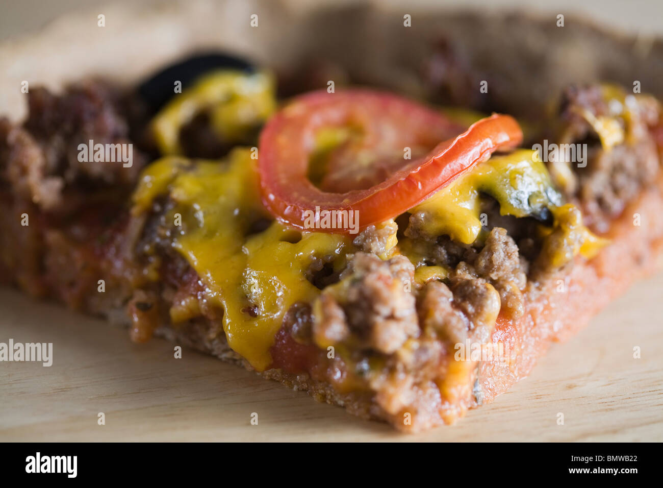Cheeseburger pizza with wheat crust Stock Photo - Alamy