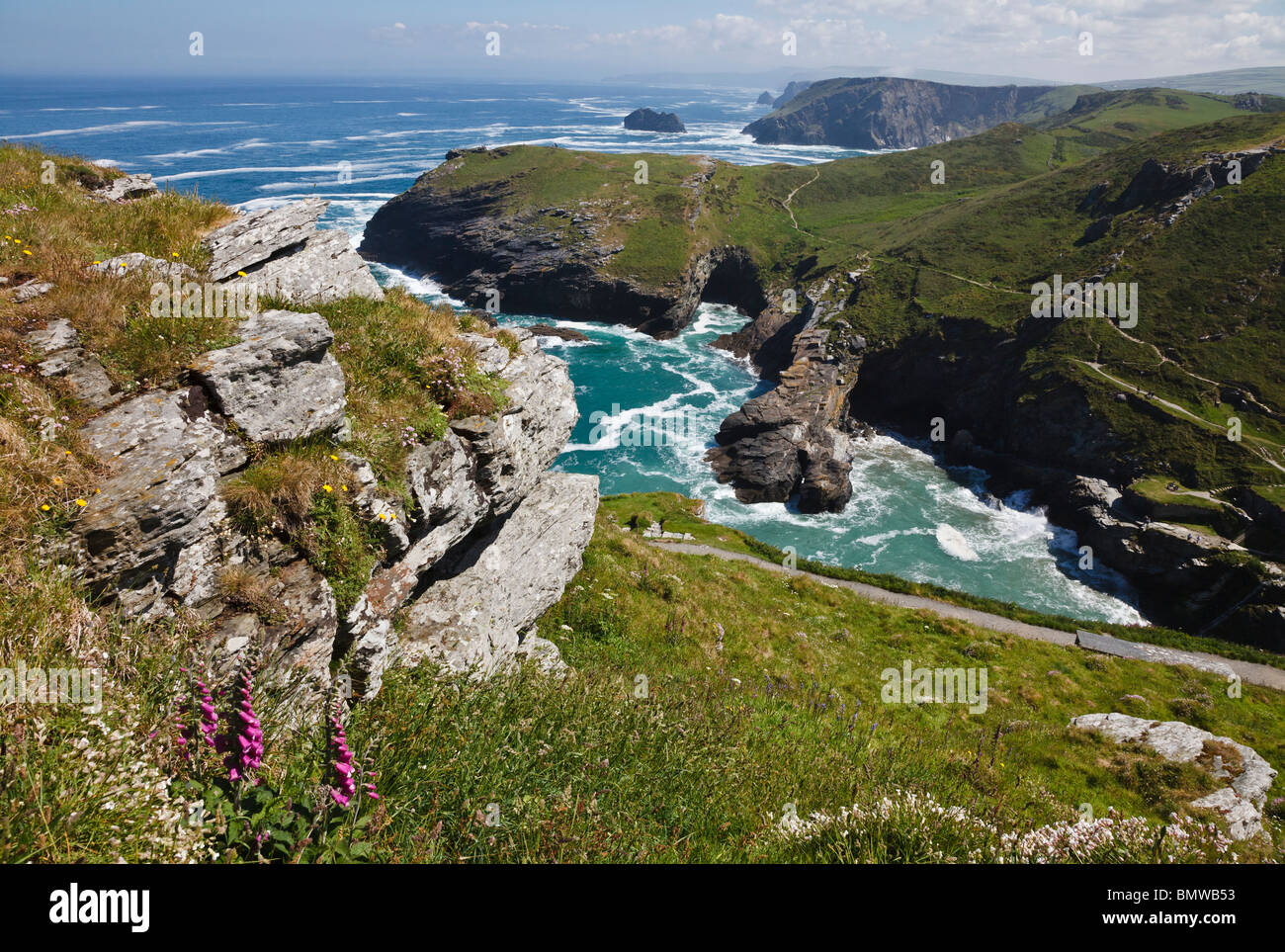 Tintagel Haven and Barras Nose from Tintagel Castle, Cornwall, England ...