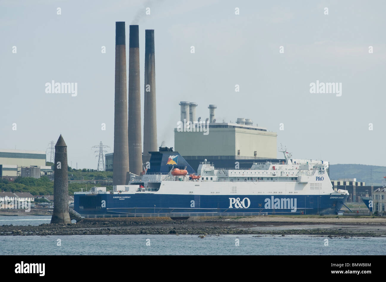 P&O ferry 'European Causeway' arriving at Larne Harbour, County Antrim ...