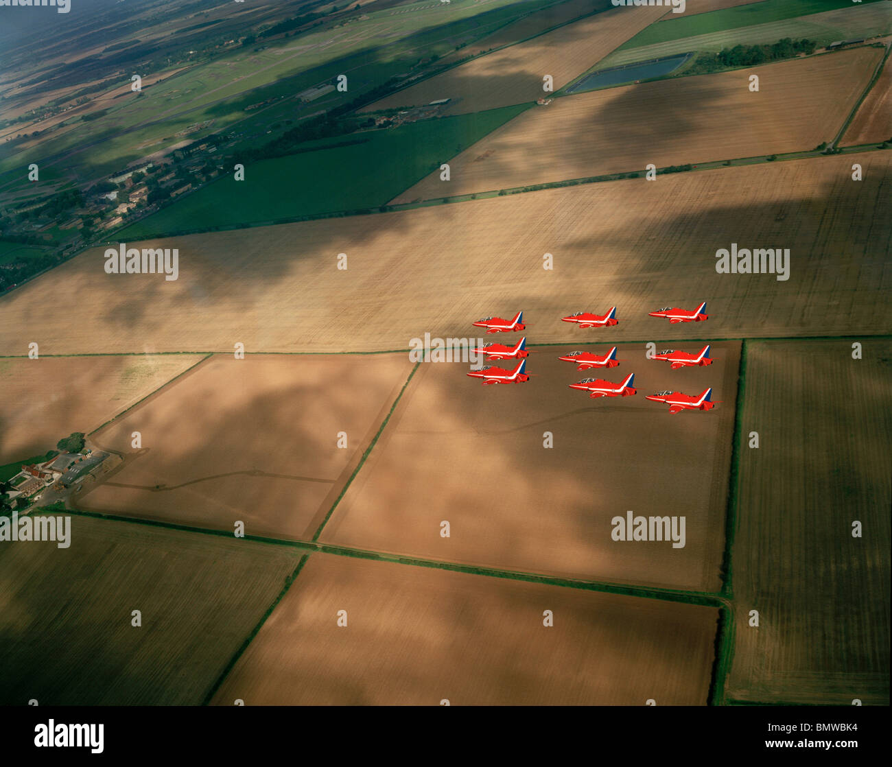 Seen from another aircraft, the Diamond Nine formation by the 'Red ...