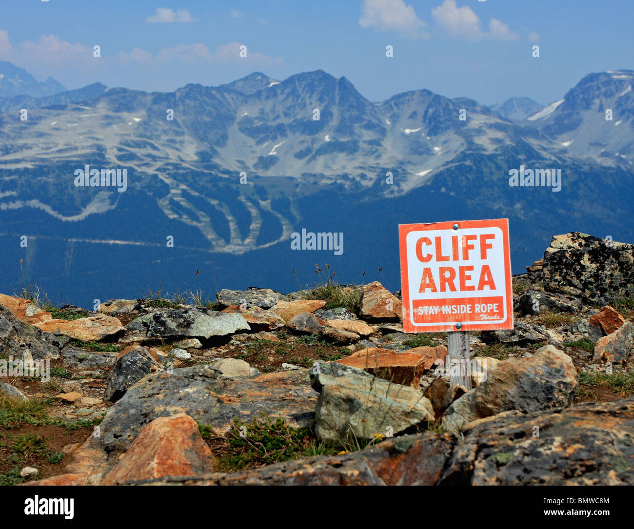 Cliff area sign Stock Photo - Alamy