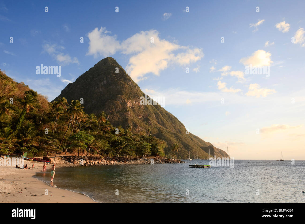 Caribbean, St Lucia, Gros Piton, (UNESCO World Heritage Site) and Anse ...