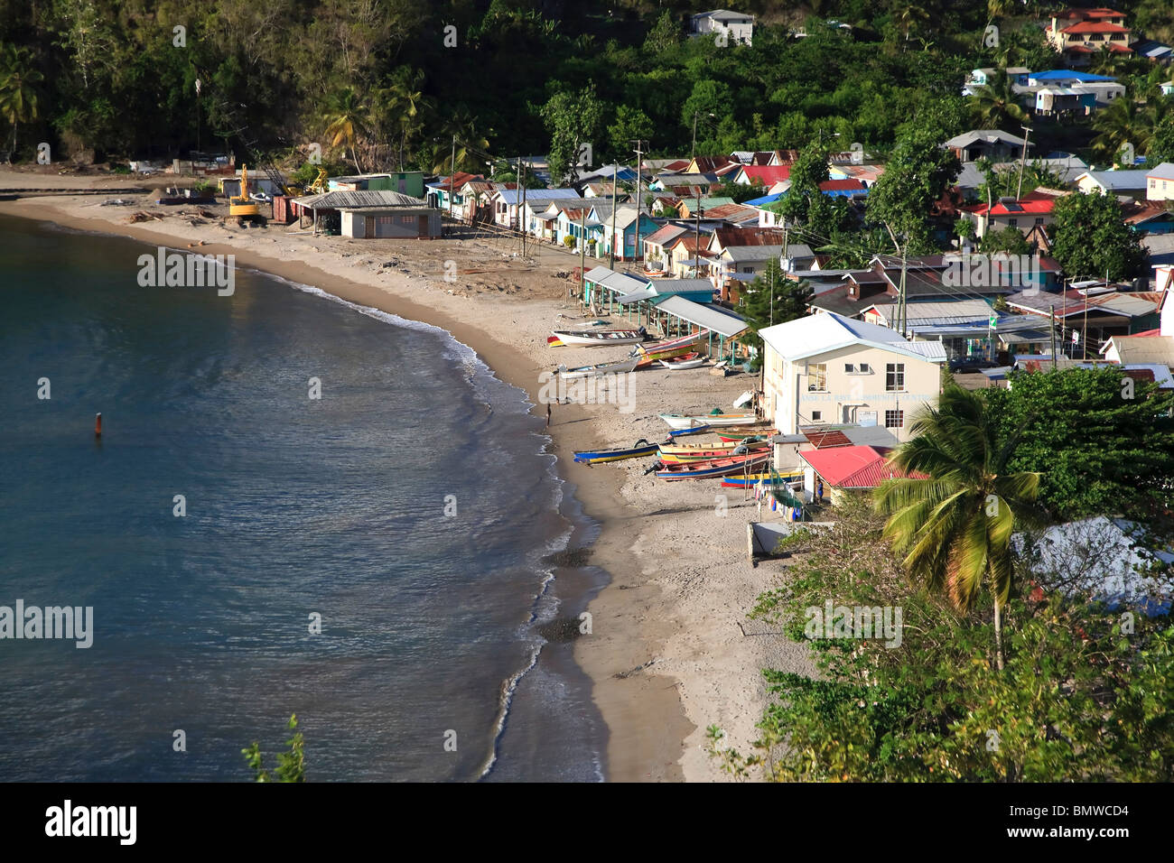 Caribbean, St Lucia, Anse La Raye Village and Beach Stock Photo - Alamy