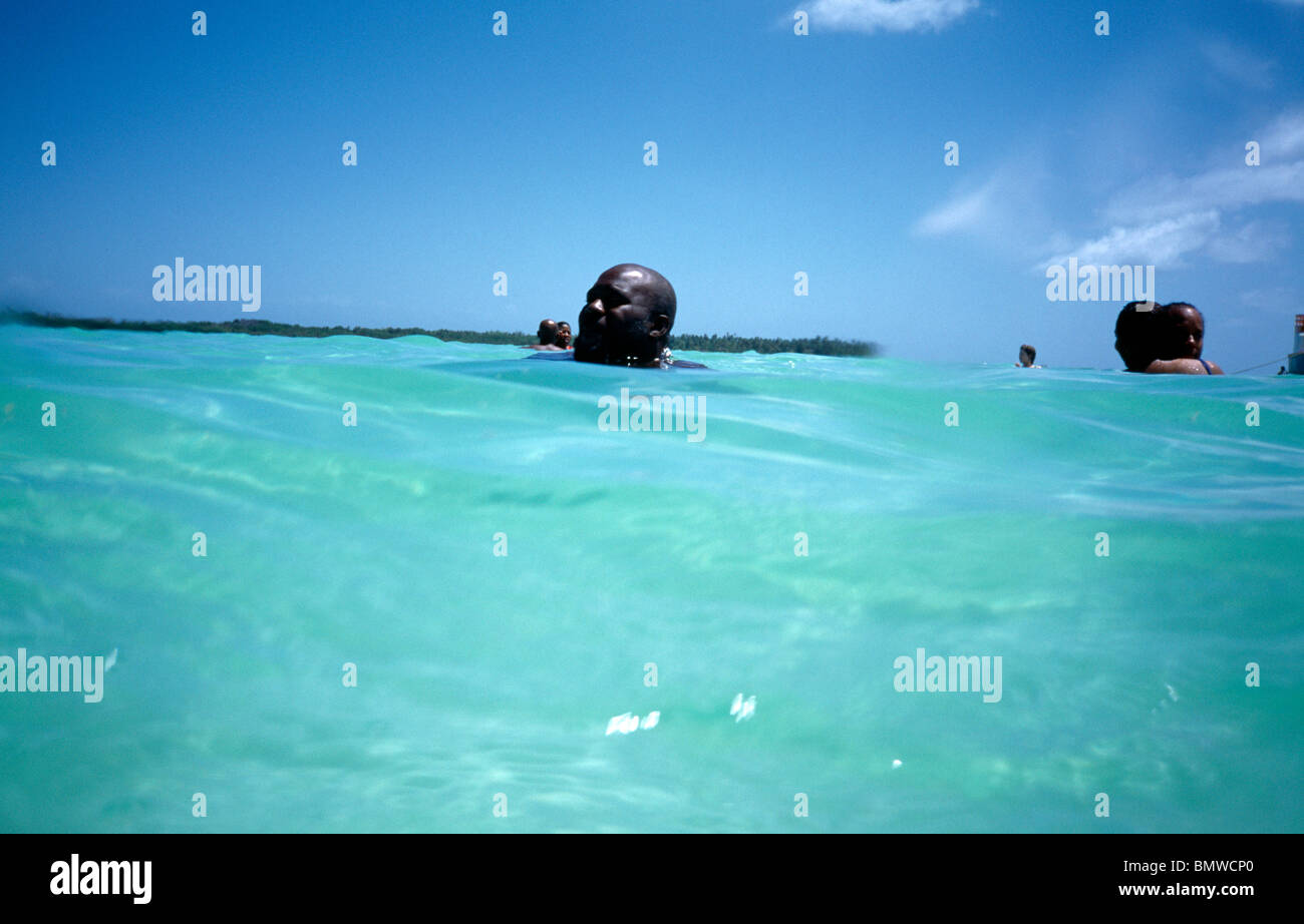 Nylon Pool Tobago Caribbean Man Swimming In The Sea Stock Photo - Alamy