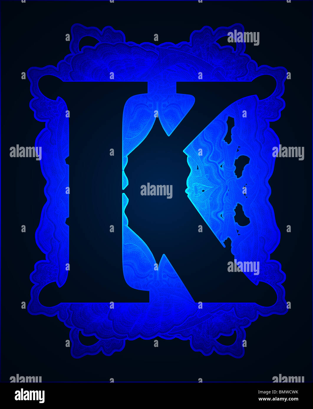 Neon capital letter K Stock Photo - Alamy