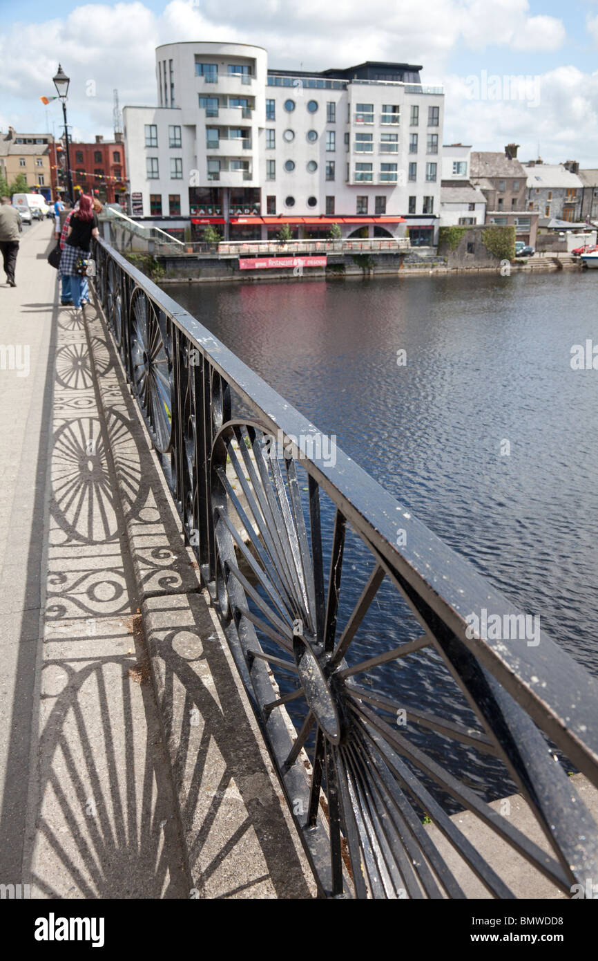 Shadow patterns on bridge over the River Shannon at Athlone, Co ...