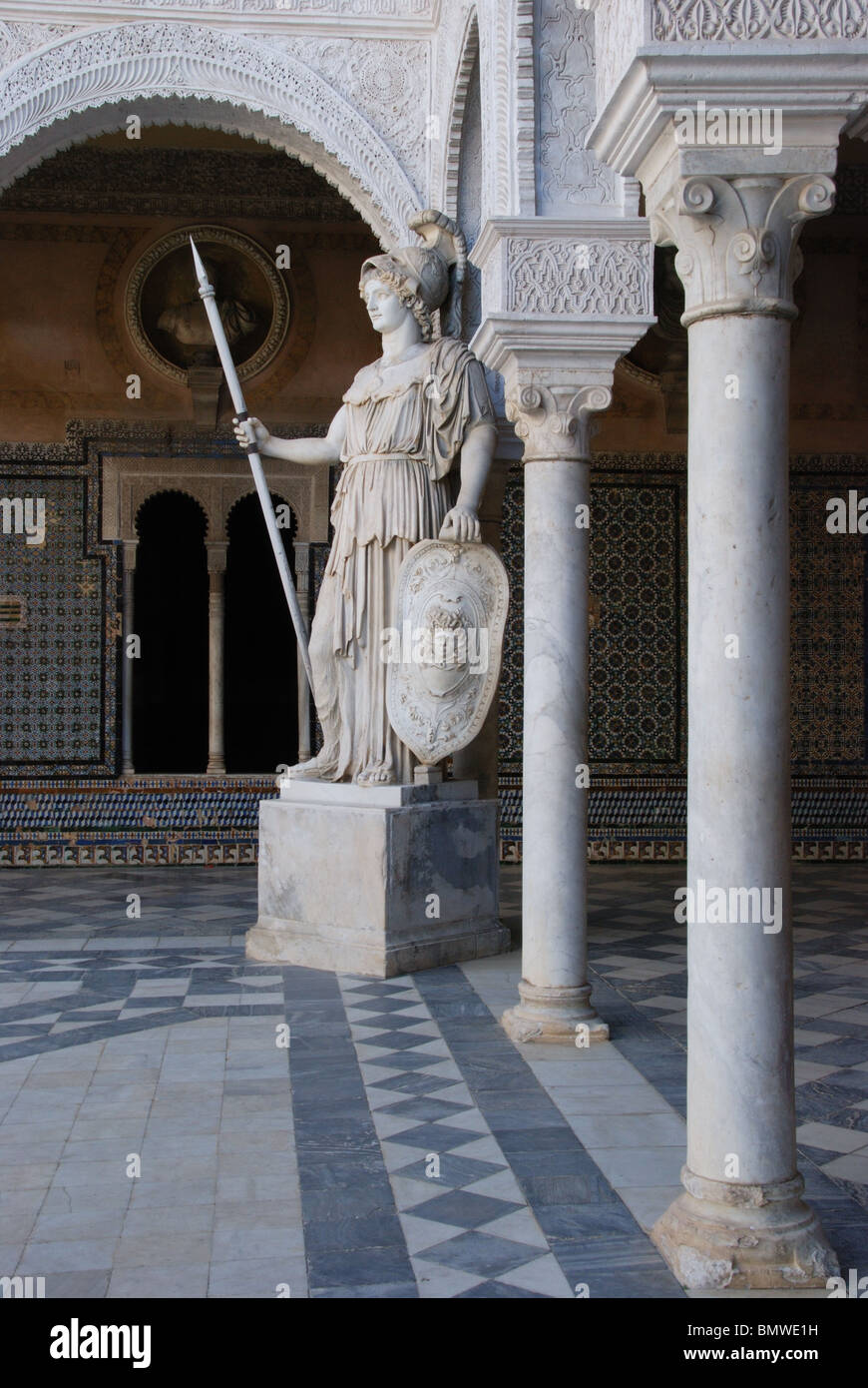 Statuette of Astarte-Tanit in the courtyard, Casa de Pilatos, Seville ...