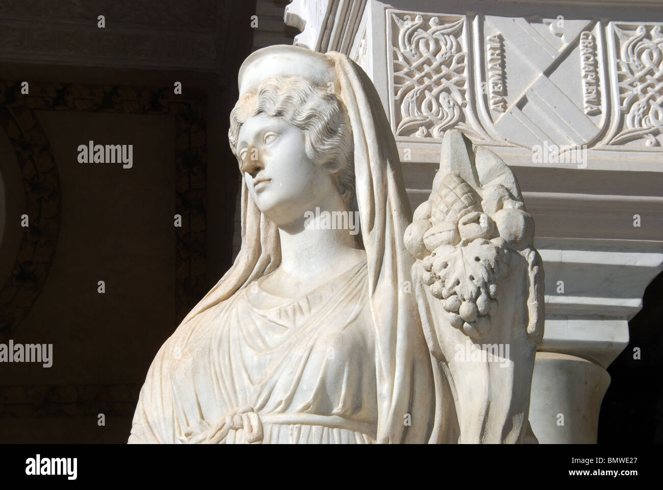 Statuette of Astarte-Tanit in the courtyard, Casa de Pilatos, Seville ...