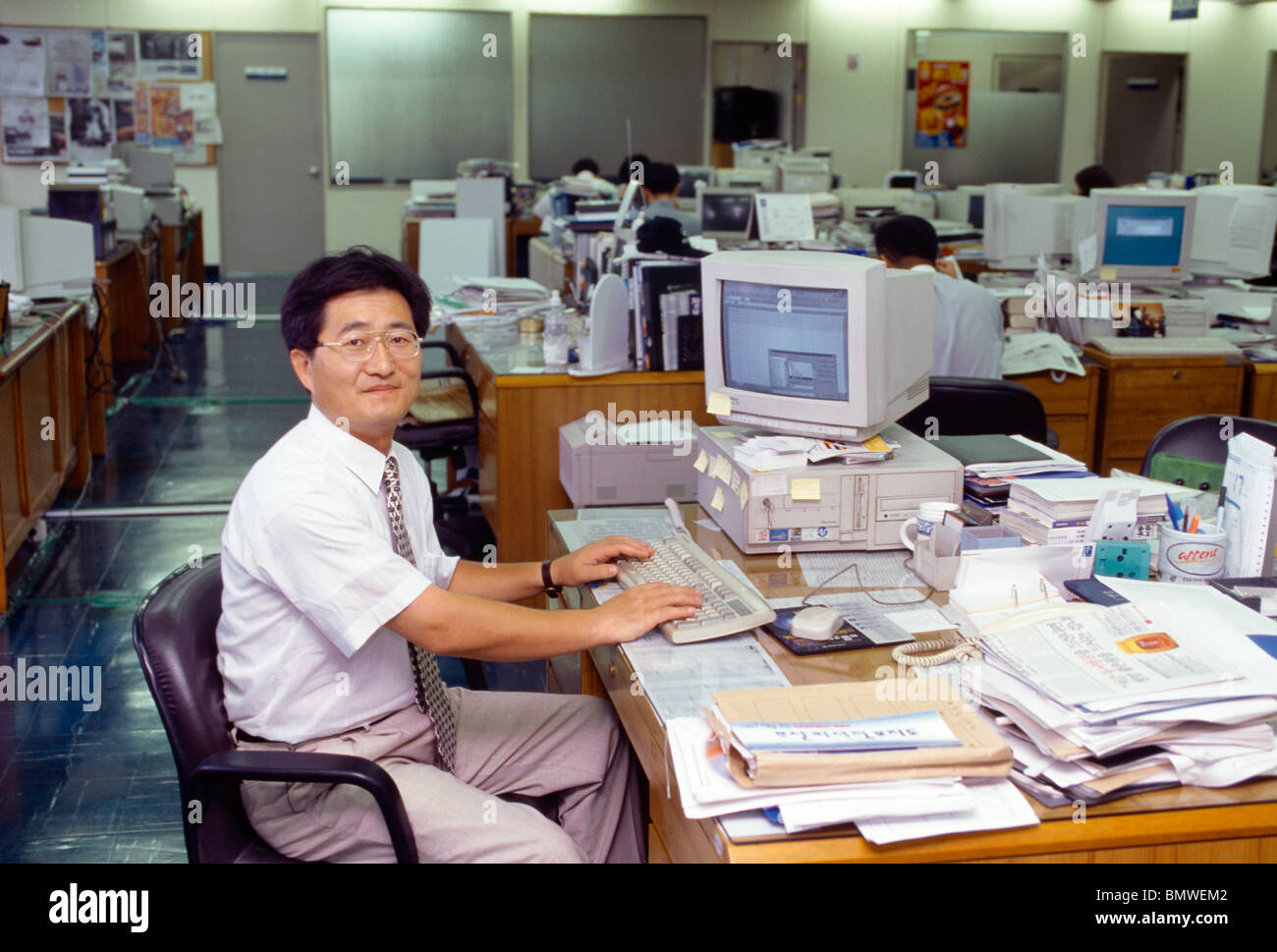 Seoul Korea Mr Shin Using Computer At Work Hyundai Motors Corp Stock ...