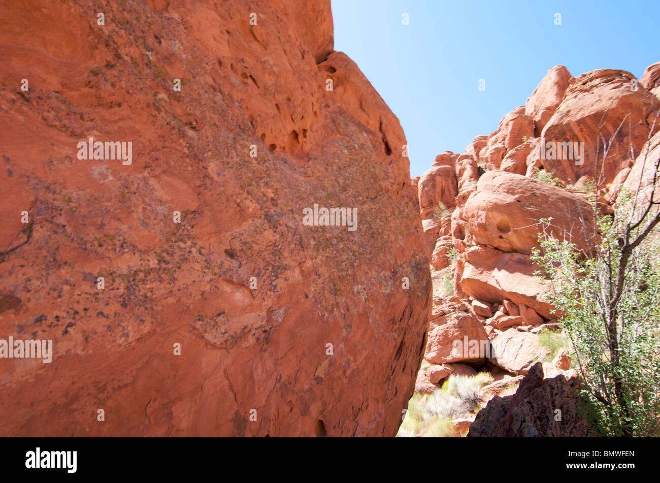 Sandstone canyon wall and sky Stock Photo - Alamy