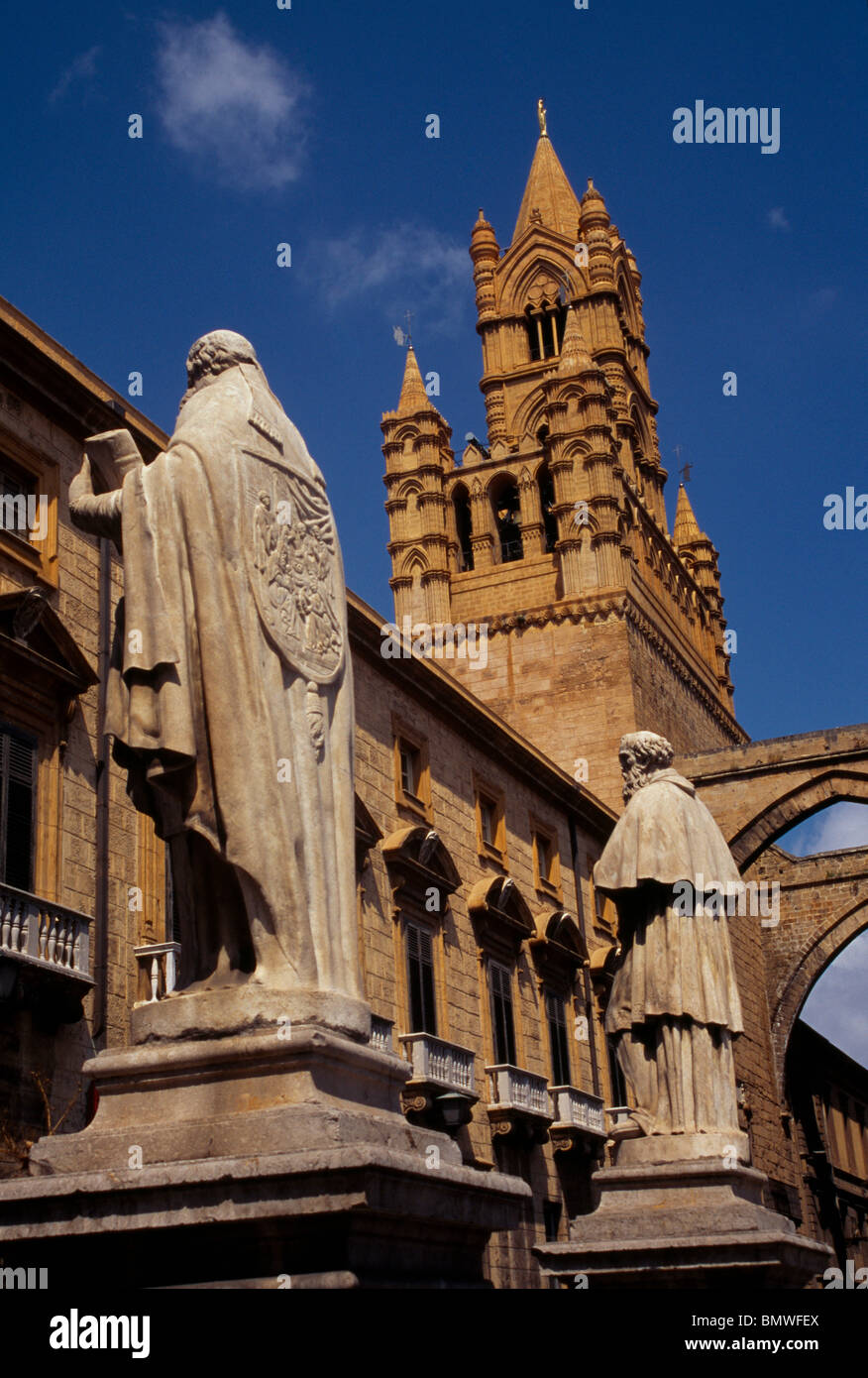 Palermo Sicily Italy Statues Outside Palermo Cathedral Santa Maria ...