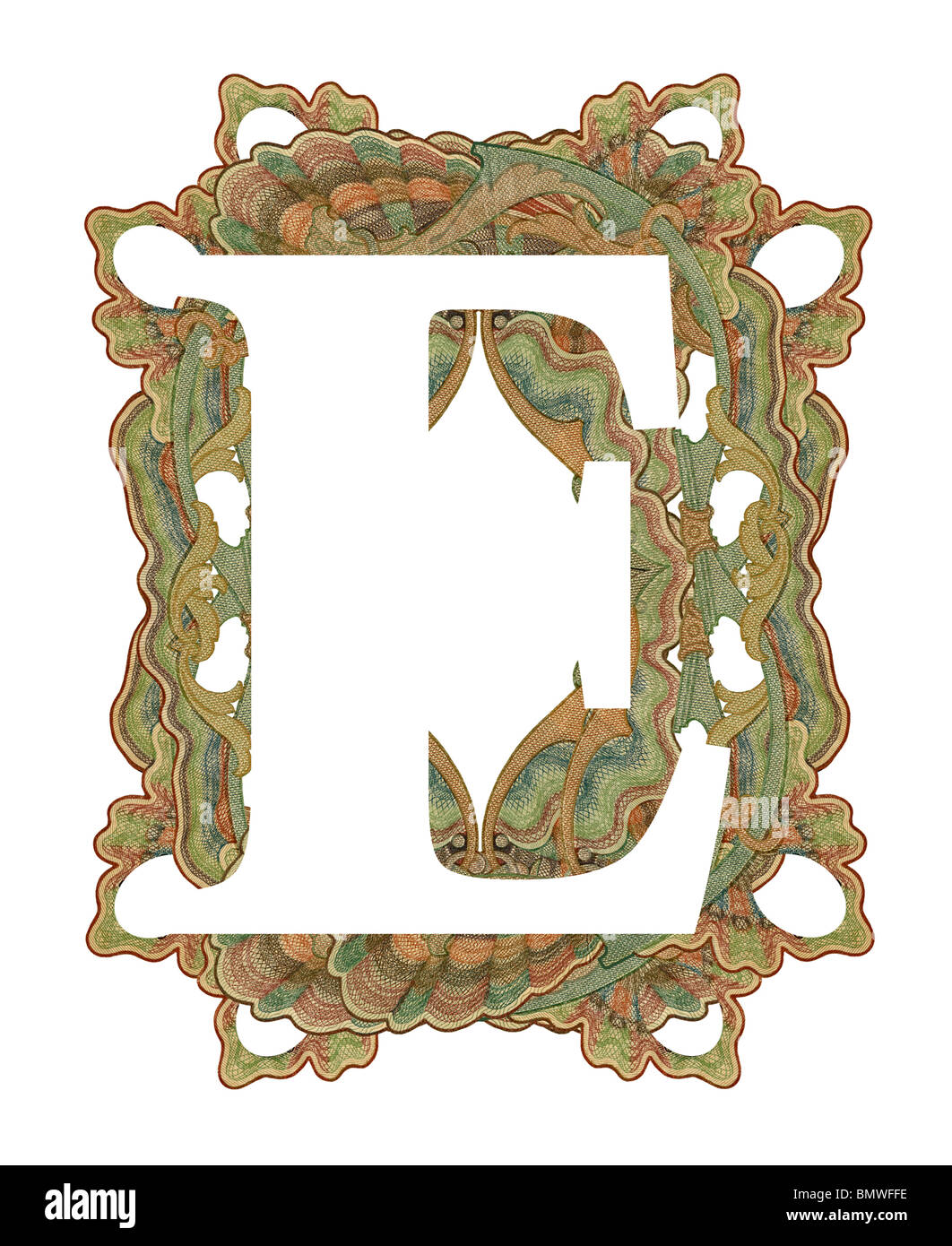 Luxuriously illustrated old capital letter E Stock Photo - Alamy