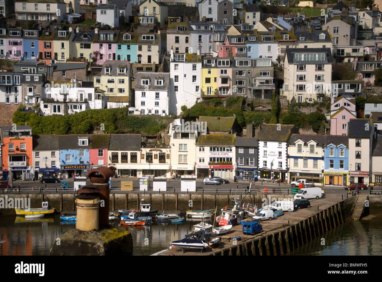 Brixham Devon UK Harbor Harbour Houses Stock Photo - Alamy