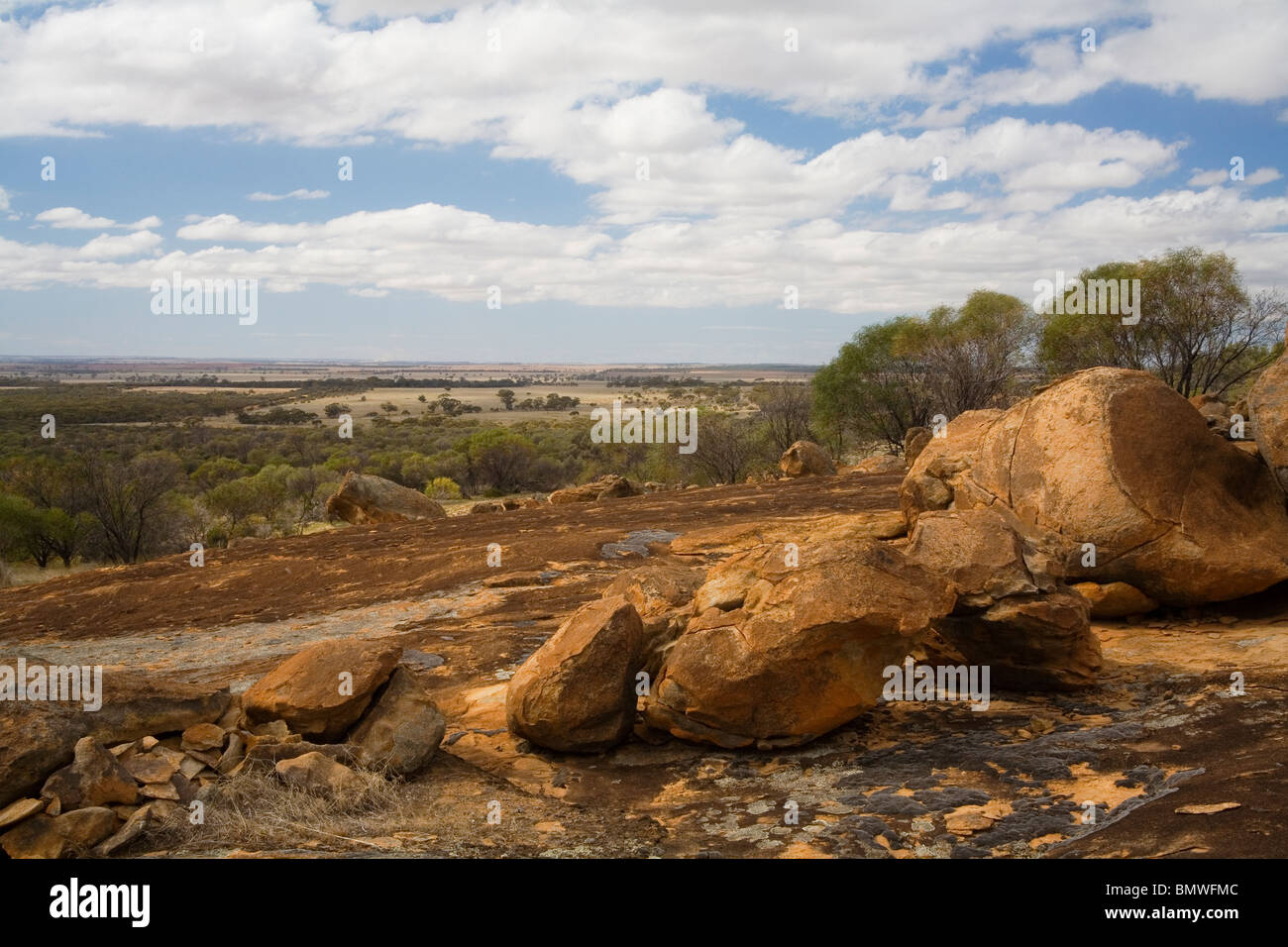 Western Australian countryside from a granite rock outcrop Stock Photo ...