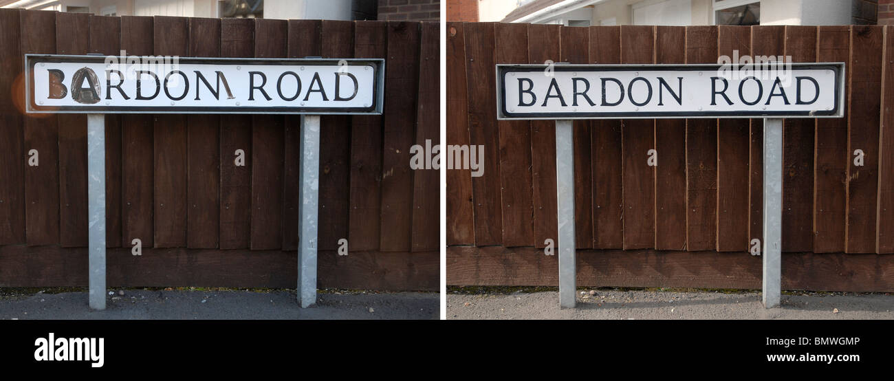 Defaced sign hi-res stock photography and images - Alamy