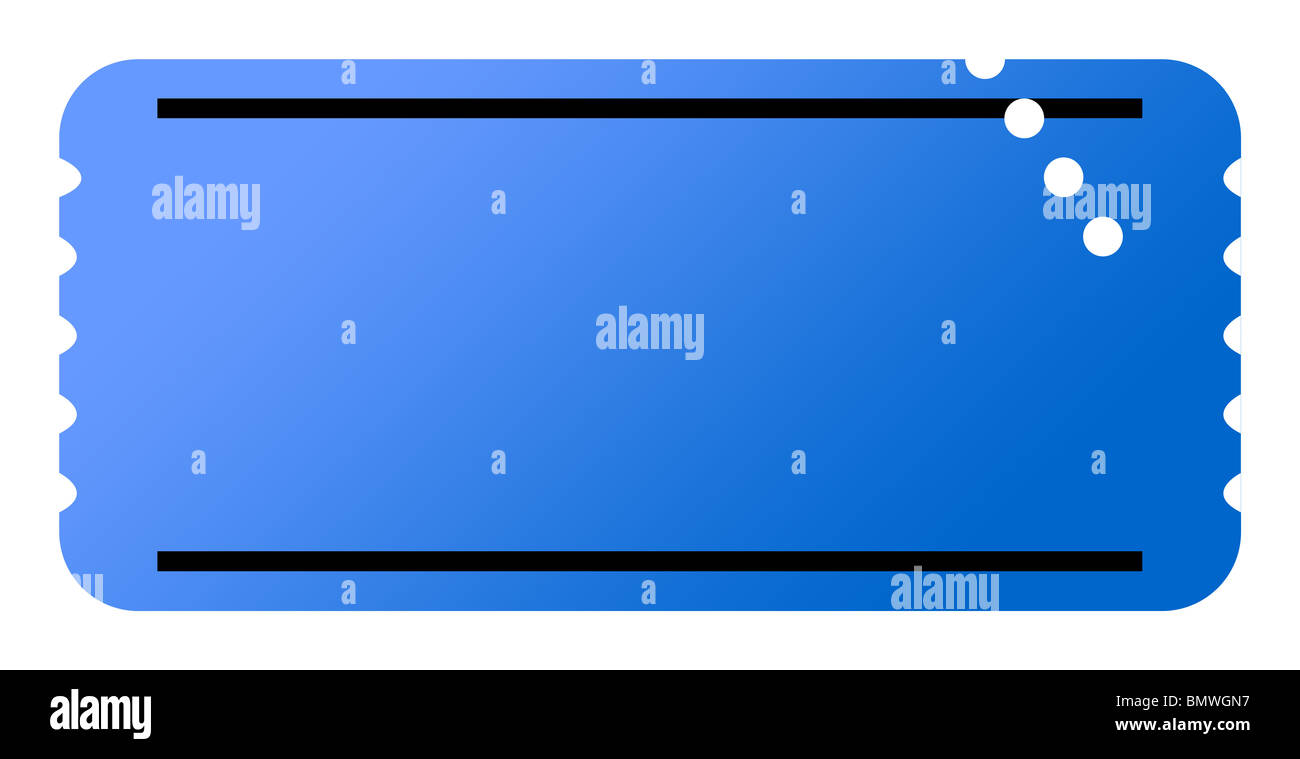 Blue ticket with copy space, isolated on white background Stock Photo ...