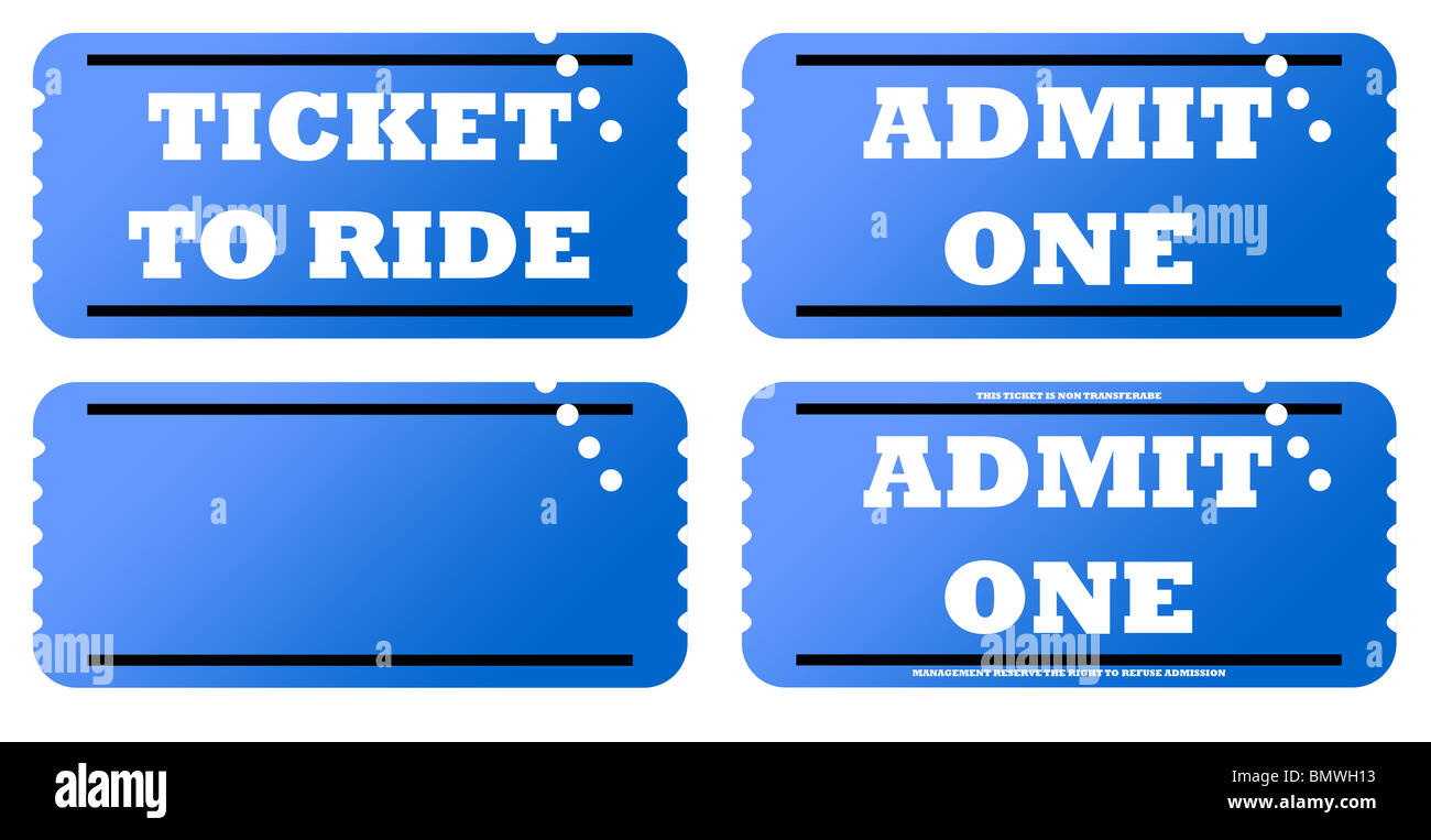 Set of four blue tickets, isolated on white background Stock Photo - Alamy