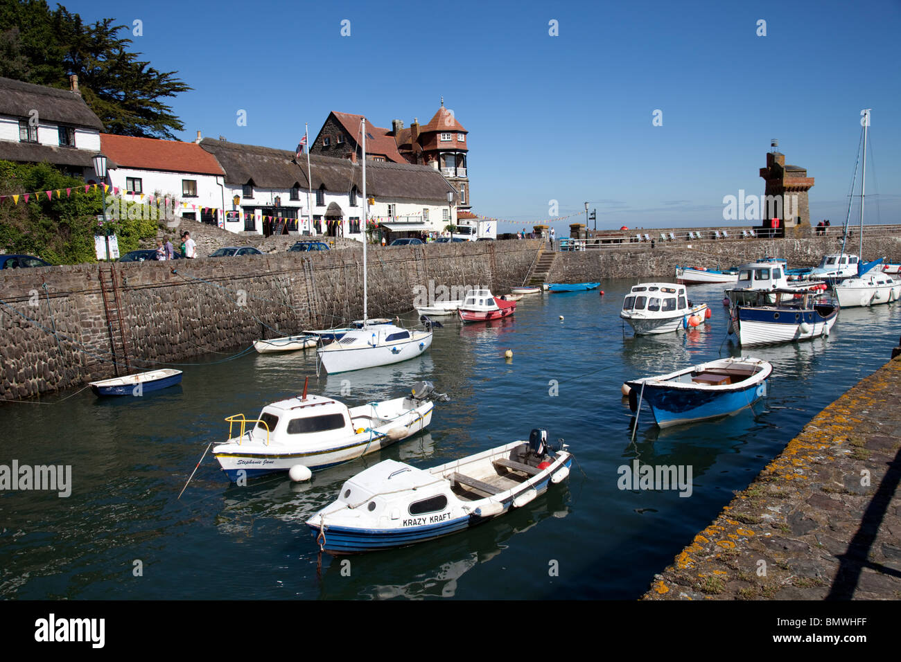 Small fishing boats in Lynmouth harbour North Devon UK Stock Photo - Alamy