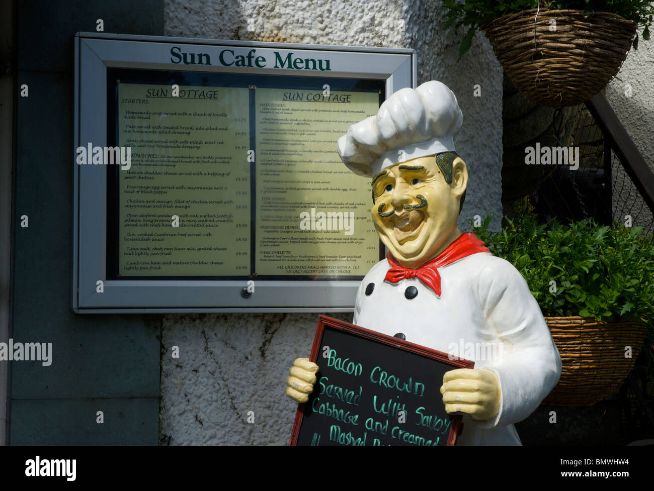 Menu at Sun Cafe, Hawkshead, Cumbria, England UK Stock Photo - Alamy