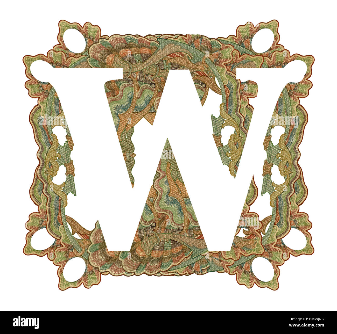 Luxuriously illustrated old capital letter W Stock Photo - Alamy