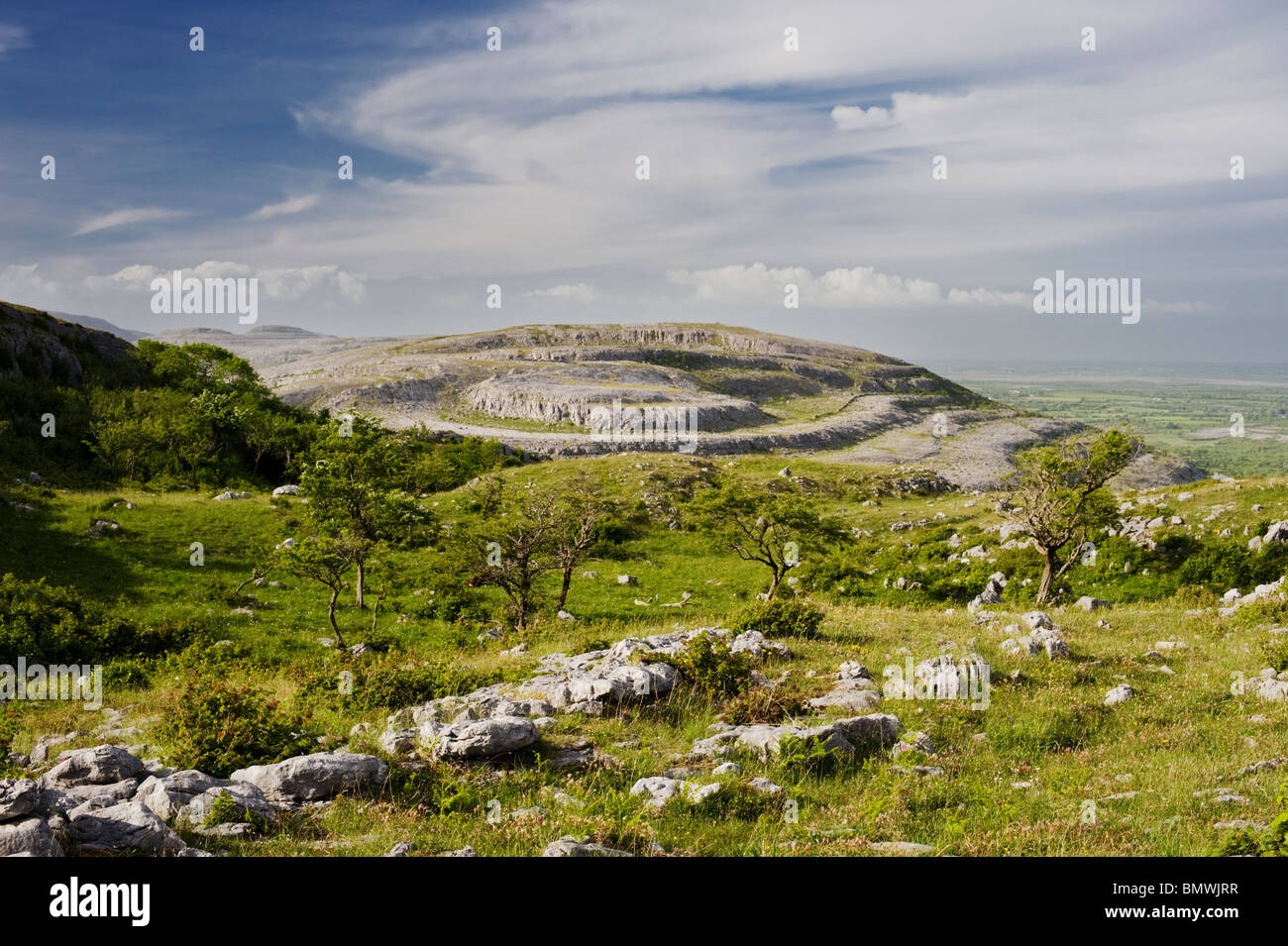 Looking towards Slieve Roe from Mullaghmore, the Burren, Co Clare ...