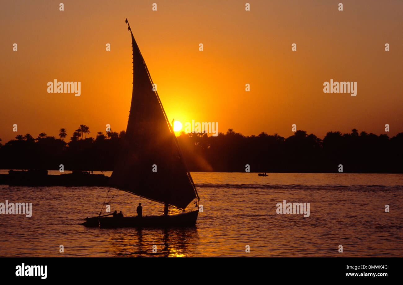 River Nile Egypt Felucca At Sunset Stock Photo - Alamy