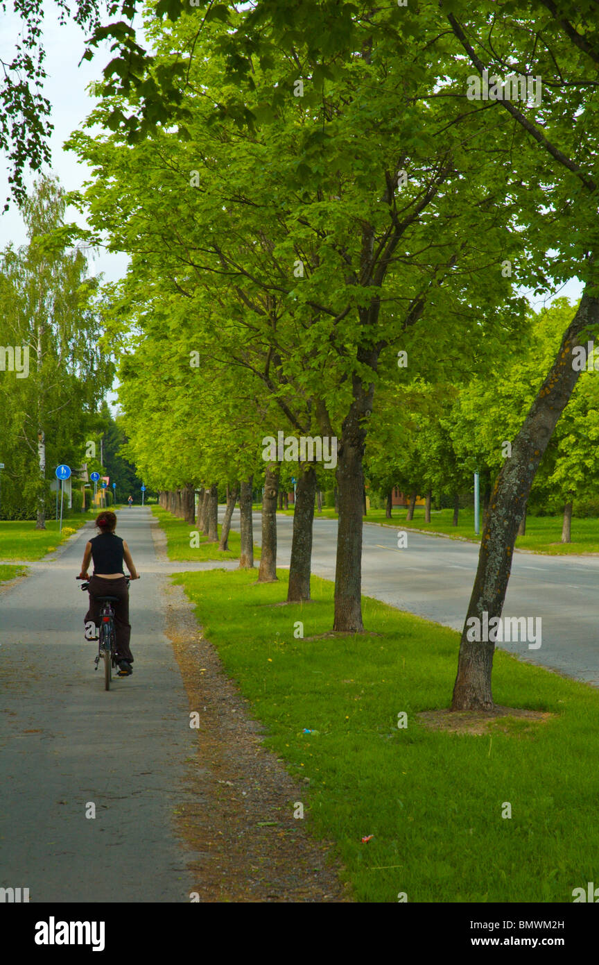 Bicycle lane suburbs Pori western Finland Europe Stock Photo - Alamy