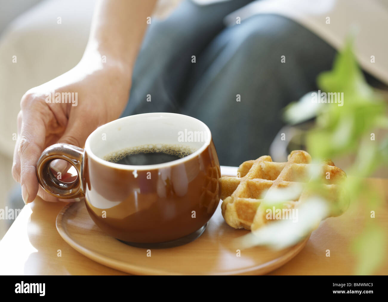 Coffee and waffle Stock Photo - Alamy
