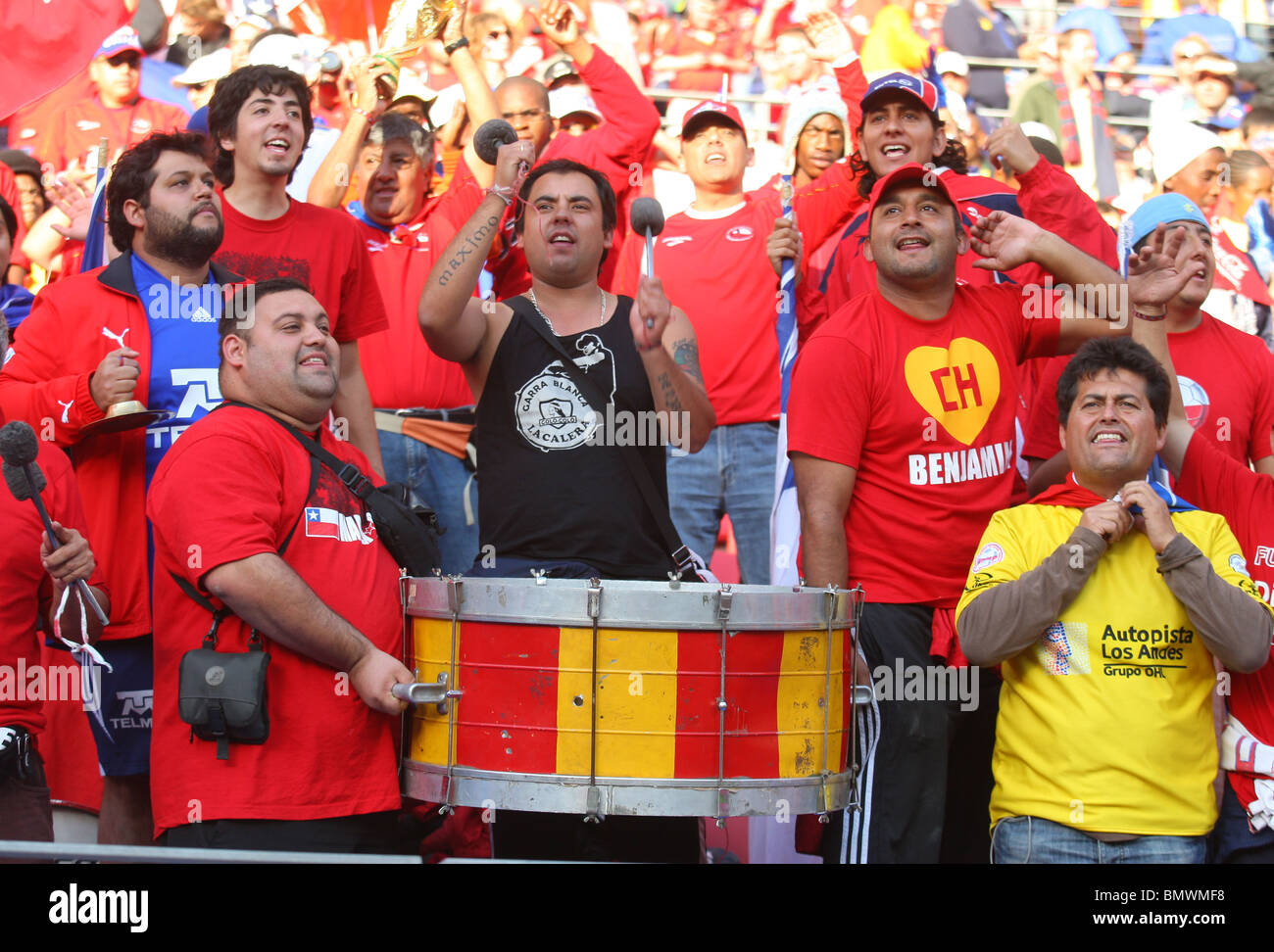 CHILEN FANS WITH DRUM CHILE V SWITZERLAND NELSON MANDELA BAY STADIUM ...