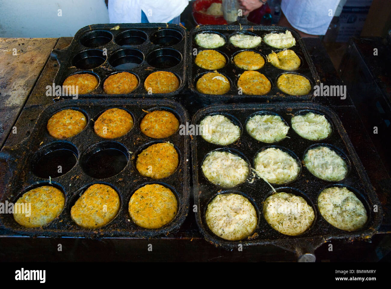 Bramboraky the Potato pancakes at a market in Prague Czech Republic ...