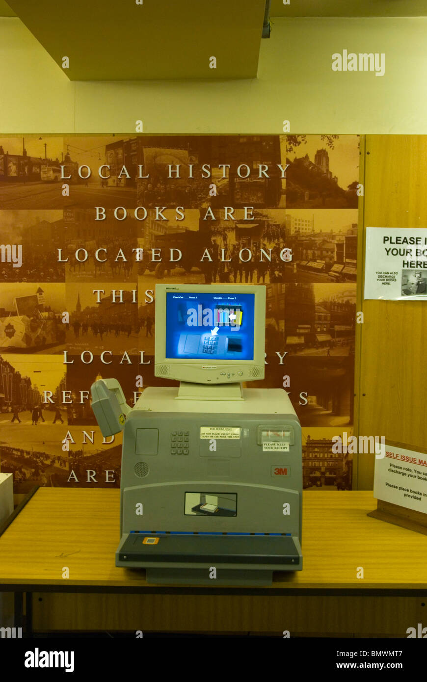 Automatic lending machine Central library Liverpool England UK Europe ...