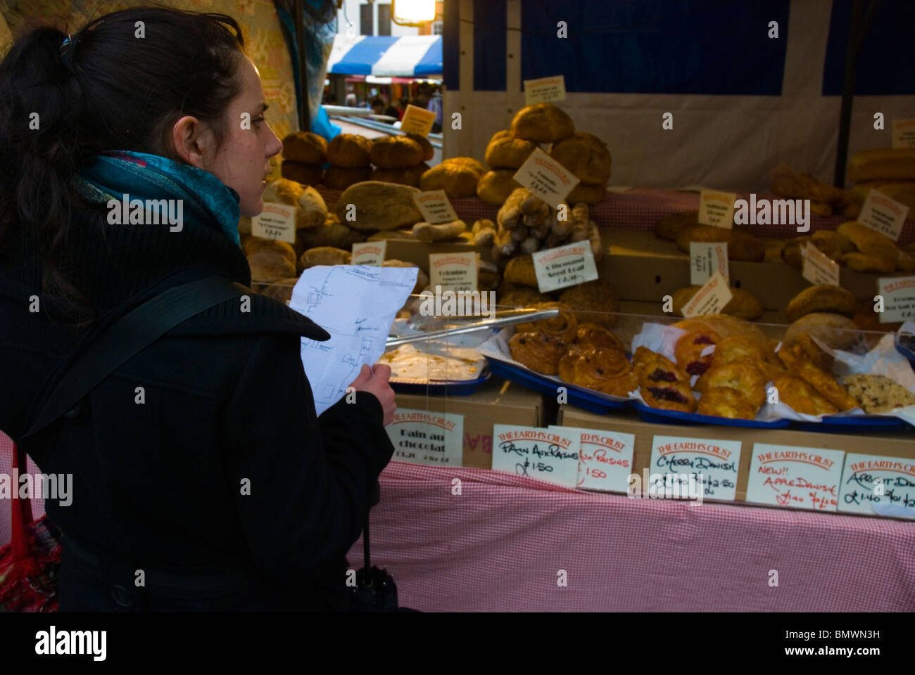 Market Square bread stall Cambridge England UK Europe Stock Photo - Alamy