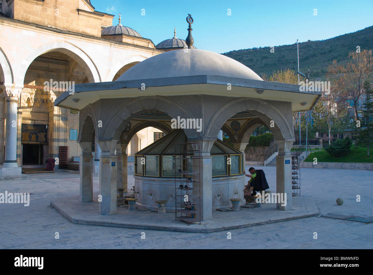 Wudu the shoe storage and washing area at Imaret Camii mosque Afyon western Anatolia Turkey Asia ...