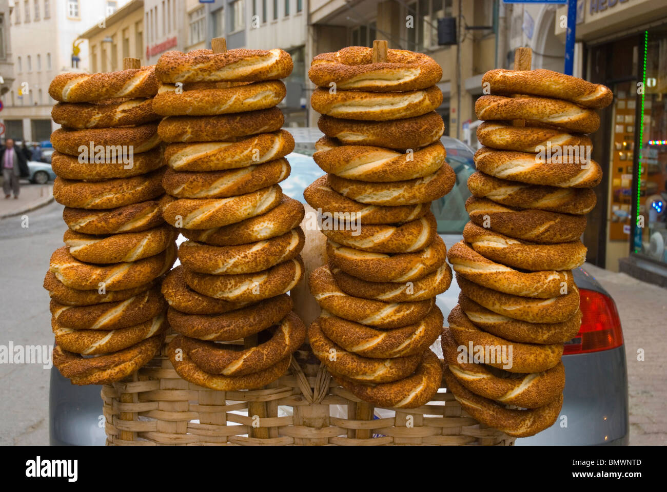 Simit the round bread stall Beyoglu Istanbul Turkey Europe Stock Photo ...