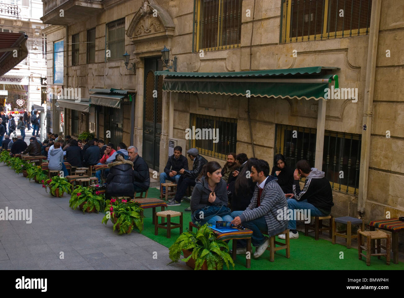 Cafe terrace Beyoglu central Istanbul Turkey Europe Stock Photo - Alamy