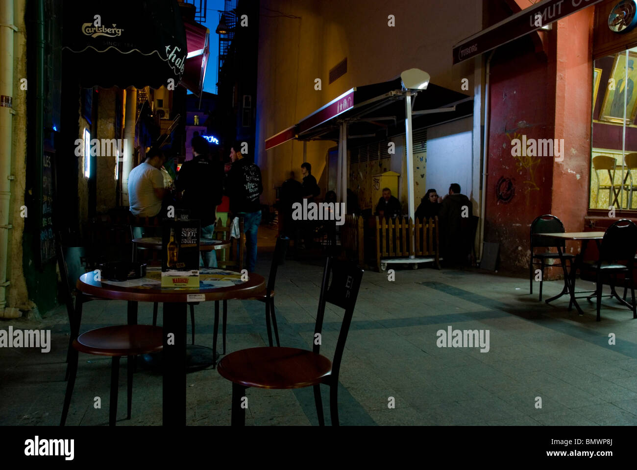 Bar street Beyoglu area Istanbul Turkey Europe Stock Photo - Alamy