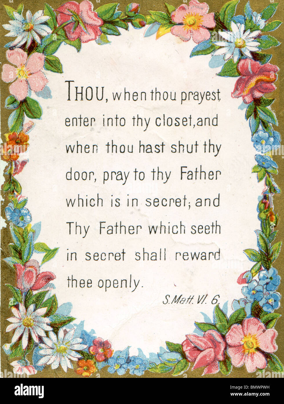 Religious Script with Floral Frame Stock Photo - Alamy