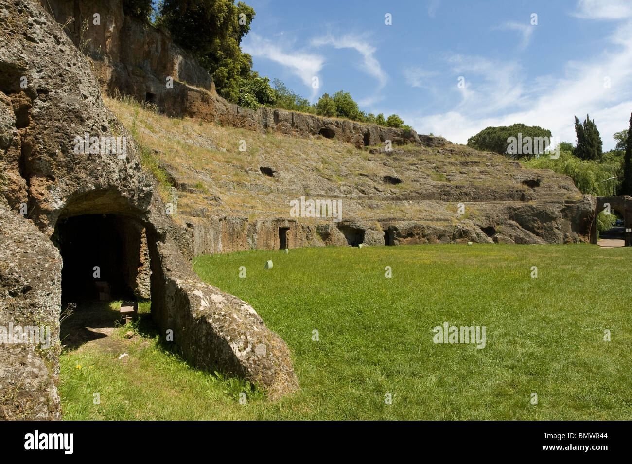 Roman amphitheatre in the Tuff rock at Sutri in Tuscany Stock Photo - Alamy