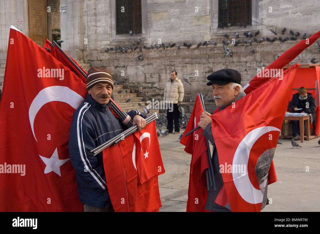 Istanbul Flag Sellers Stock Photo - Alamy