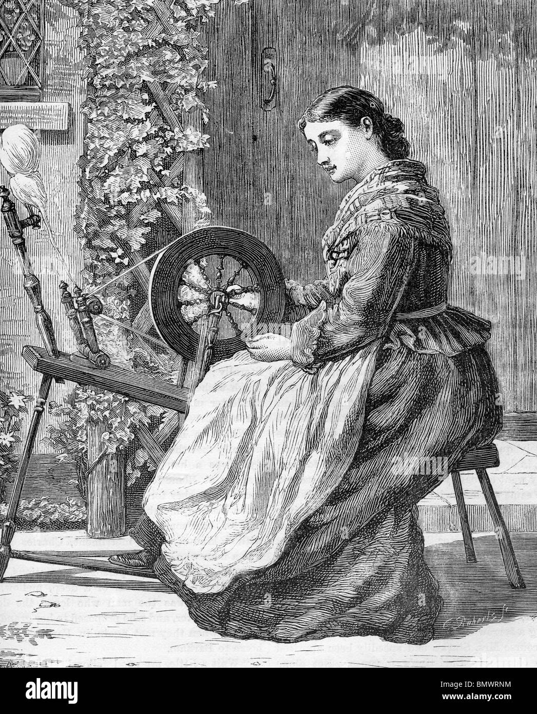 Spinning wheel old lady hi-res stock photography and images - Alamy