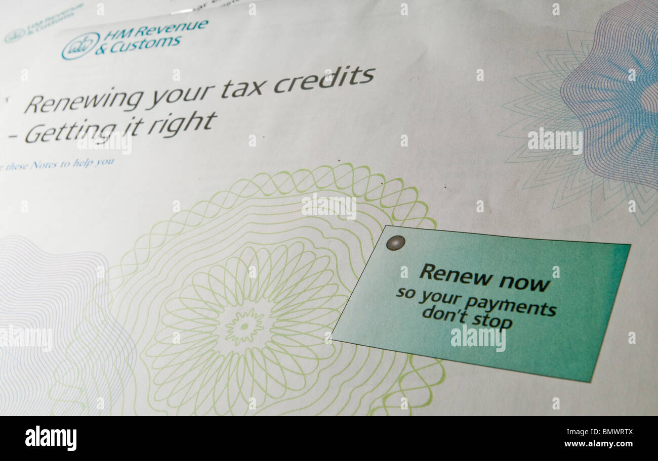 Child and Family Tax Credit Form Stock Photo - Alamy