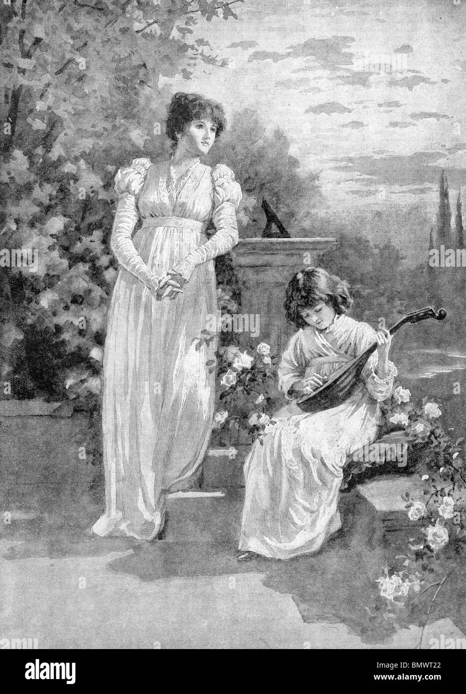 Victorian painting of guitarist singing hi-res stock photography and ...