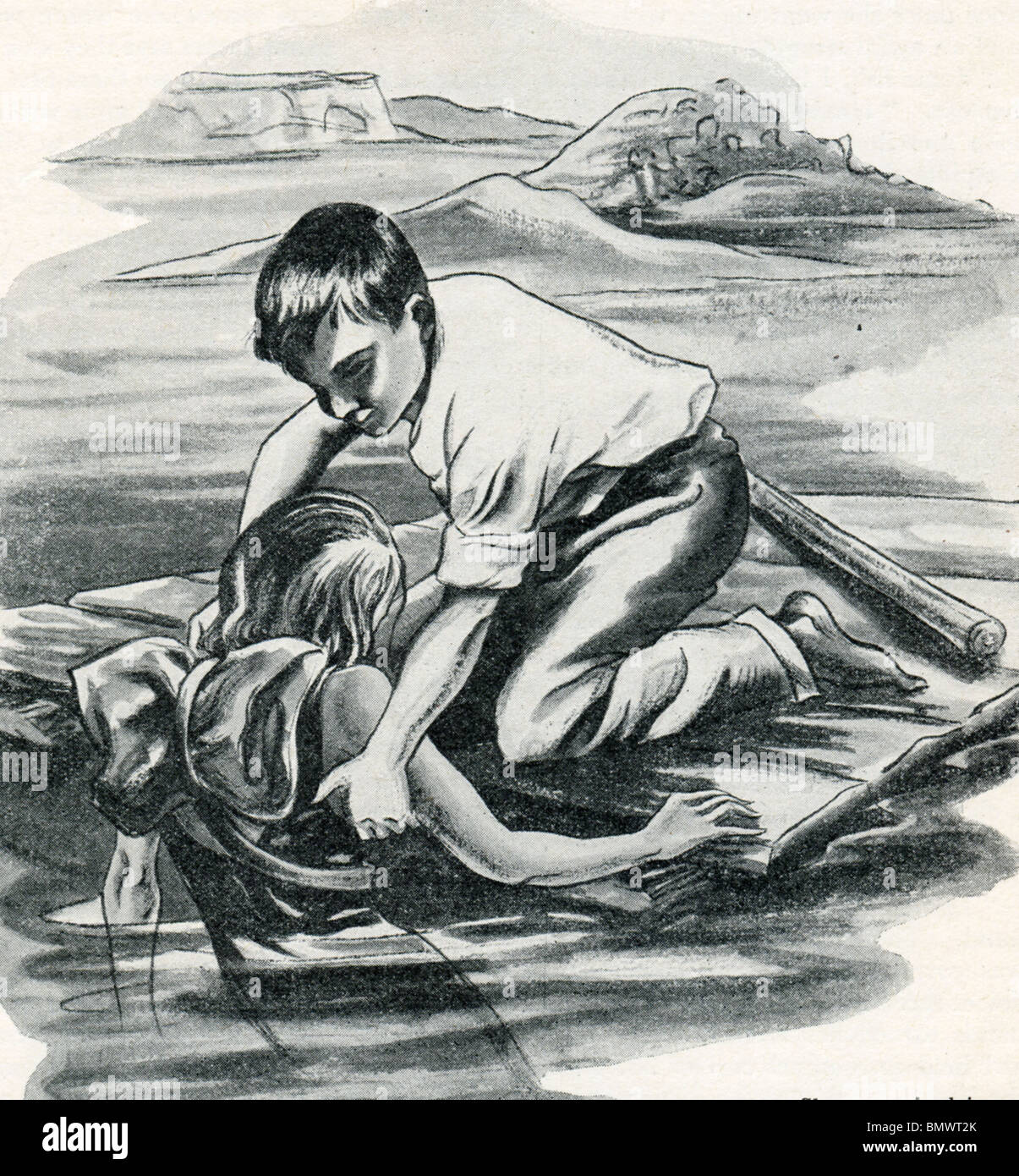 She was seized in a merciless grip and hauled over a sharp edge Stock ...