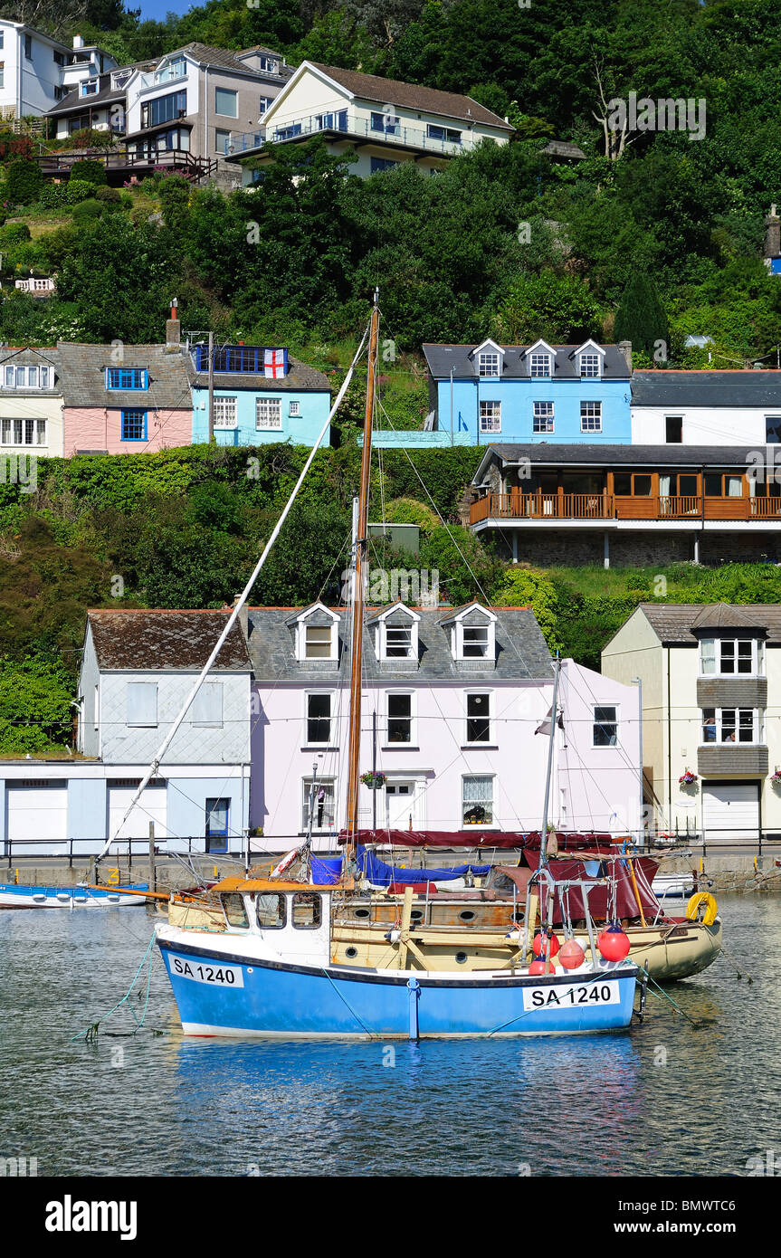 fishing boats in the river at looe, cornwall, uk Stock Photo - Alamy