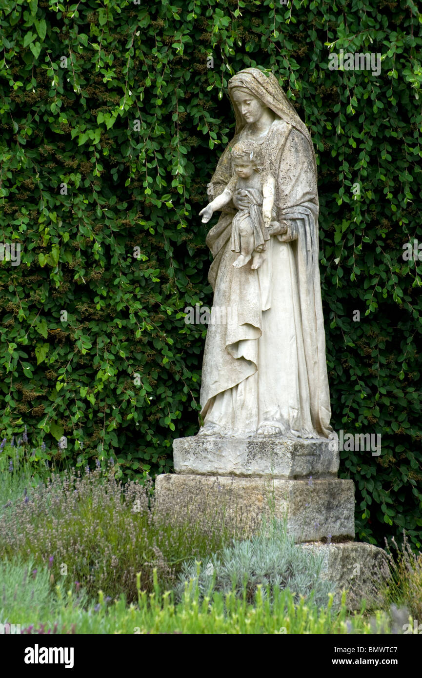 A statue in the gardens at Buckfast Abbey, Near Buckfastleigh, Devon ...