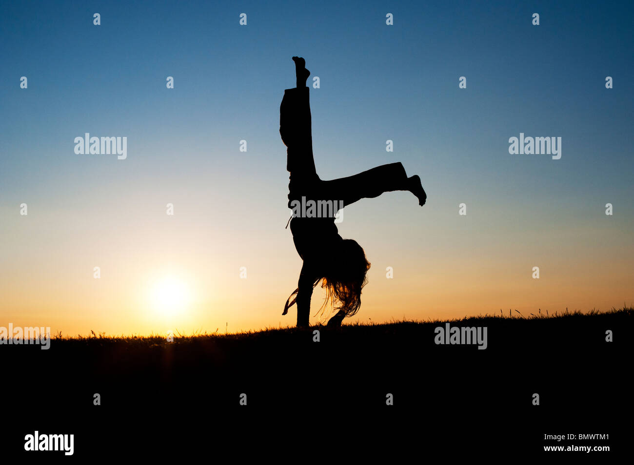 Sunset Handstand Sunset Handstand Sunset High Resolution Stock ...