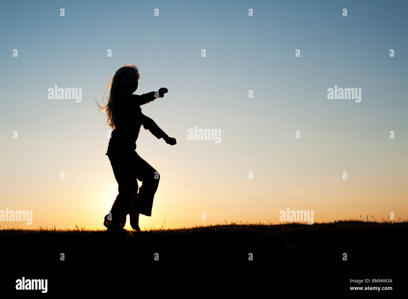 Girl Dancing Silhouette Sunset